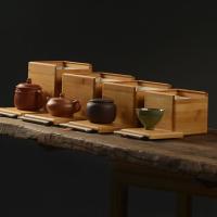 China Multi Compartments Tea Bag Organizer Wooden Box with Bamboo and Polyester Construction for sale