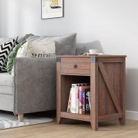 China Modern Farmhouse Nightstand with Drawer Rustic Wood Bedside Table 16 x 19 x 24 inches for sale