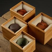 China Multi Compartments Tea Bag Organizer Wooden Box with Bamboo and Polyester Construction for sale
