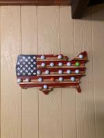 China Wooden American Flag Golfball Holder for Golfball Display in Living Room for sale