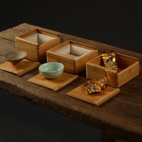 China Multi Compartments Tea Bag Organizer Wooden Box with Bamboo and Polyester Construction for sale