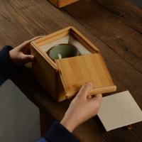 China Multi Compartments Tea Bag Organizer Wooden Box with Bamboo and Polyester Construction for sale