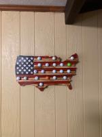 China Wooden American Flag Golfball Holder for Golfball Display in Living Room for sale