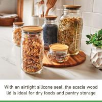China Non Spill Custom Size Logo 5-Pack Wide Brown Acacia Wood Ball Jar Wooden Storage Lids for sale