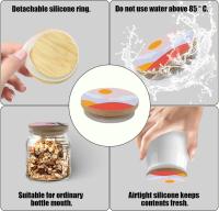 China 8 Pack Silicone Sealing Rings with Custom Size Colorful Boho Patterns and Bamboo Lids for sale