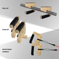 China Wooden Pull Up and Push Up Handles Resistance Band Holder Non-slip Calisthenics Equipment for sale