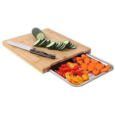 China Stylish Bamboo Cutting Board with Trays and Slide Out Drawer 13.4 x 9.4 x 1.6 inches for sale