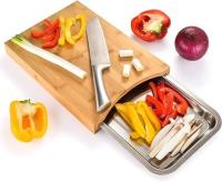 China Stylish Bamboo Cutting Board with Trays and Slide Out Drawer 13.4 x 9.4 x 1.6 inches for sale