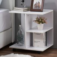 China Bedroom Furniture Modern Walnut Wood Nightstand with Rolling Wheels and Open Shelf for sale