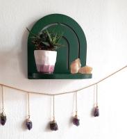 China Rainbow Wooden Wall Hanging Decor Small Plant Display Shelf for Living Room Furniture for sale