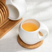 China Stocked Six-Piece Ceramic Cup Set with 200 ml Capacity and Mug Coaster on Bamboo Stand for sale