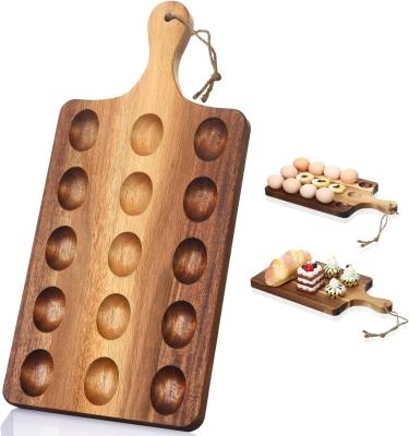 China Reversible Wooden Deviled Egg Platter As Your Request Acacia Charcuterie Board for sale