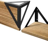 China Modern Design Black Metal Wood Wall Shelves Floating Wooden Storage Shelf for Bathroom for sale