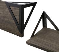 China Modern Design Black Metal Wood Wall Shelves Floating Wooden Storage Shelf for Bathroom for sale