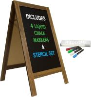 China Burned Wood Double Sided Standing Chalkboard for Coffee Shop and Restaurant Menu for sale