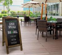 China Burned Wood Double Sided Standing Chalkboard for Coffee Shop and Restaurant Menu for sale