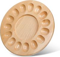 China OEM 15 Holes Reversible Wood Deviled Egg Platter Charcuterie Board Thicken Egg Tray Chicken Egg Containers for sale