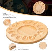 China OEM 15 Holes Reversible Wood Deviled Egg Platter Charcuterie Board Thicken Egg Tray Chicken Egg Containers for sale