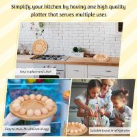 China OEM 15 Holes Reversible Wood Deviled Egg Platter Charcuterie Board Thicken Egg Tray Chicken Egg Containers for sale