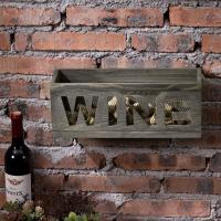 China Save Space Wall Mounted Vintage Gray Weathered Wood Open Top Cork Holder Wooden Box with Metal Wire Mesh for sale