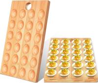 China 24 Holes Reversible Wood Deviled Egg Platter Charcuterie Board for Serving Vegetables for sale