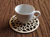 China Unique Wooden Rosette Coasters for Coffee Cup in Natural Birch and Gothic Rustic Design for sale