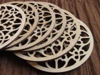 China Unique Wooden Rosette Coasters for Coffee Cup in Natural Birch and Gothic Rustic Design for sale