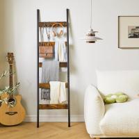 China 202405 Bathroom Blanket Ladders Wall Leaning Metal Holder Rack with Hooks and Printing burned for sale