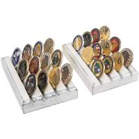 China Painted Brown 4 Row Torched Wood Military Challenge Coin Display Holder Stand 4x6x1inch for sale