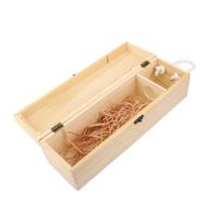 China Industrial Beverage 750ml Pine Wooden Wine Box with Simple Design and Natural Color for sale