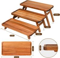 China 3 Tier Wooden Cupcake Tower Display Stand Acacia Wood Foldable Serving Tray for Part for sale