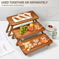 China 3 Tier Wooden Cupcake Tower Display Stand Acacia Wood Foldable Serving Tray for Part for sale