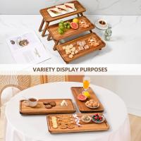 China 3 Tier Wooden Cupcake Tower Display Stand Acacia Wood Foldable Serving Tray for Part for sale
