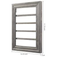 China 5-Tier Vintage Gray Wood Printing Burned Challenge Coin Display Rack for Wall Mount for sale