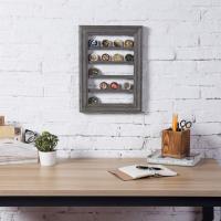 China 5-Tier Vintage Gray Wood Printing Burned Challenge Coin Display Rack for Wall Mount for sale