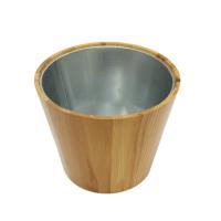 China Wooden Ice Bucket Cooler Custom Wood Bucket in Plain Color or Your Choice for sale