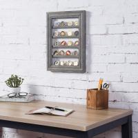 China 5-Tier Vintage Gray Wood Printing Burned Challenge Coin Display Rack for Wall Mount for sale