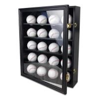 China Wood and Acrylic Black 20 Baseball Display Case Cabinet for Storing Sports Memorabilia for sale