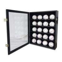 China Wood and Acrylic Black 20 Baseball Display Case Cabinet for Storing Sports Memorabilia for sale