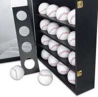 China Wood and Acrylic Black 20 Baseball Display Case Cabinet for Storing Sports Memorabilia for sale