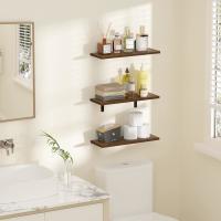 China Dark Brown Set Of 5 Wooden Wall Mounted Floating Shelves Household Storage Containers for sale