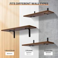 China Dark Brown Set Of 5 Wooden Wall Mounted Floating Shelves Household Storage Containers for sale