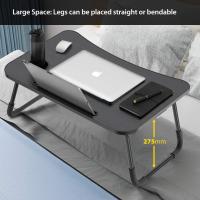 China Adjustable Height Folding Lap Desk with Storage Drawer and Cup Holder for sale