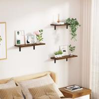 China Dark Brown Set Of 5 Wooden Wall Mounted Floating Shelves Household Storage Containers for sale