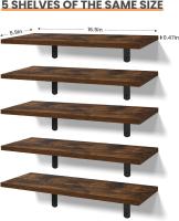 China Dark Brown Set Of 5 Wooden Wall Mounted Floating Shelves Household Storage Containers for sale