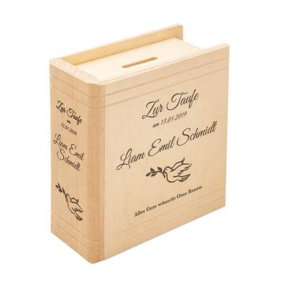 China 13.5 x 16.5 x 6.5 cm Wooden Wedding Money Boxes with Competitive and Printing Options for sale