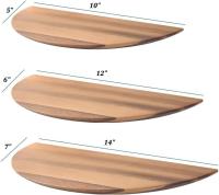China Custom Size Color Semi Circle Shaped Set Of 3 14inch Acacia Wood Floating Shelves for sale