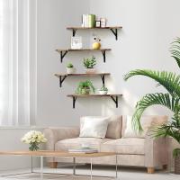 China Custom Size Color Material Rustic Wood Corner Floating Shelves Wall Mounted Set Of 4 for sale