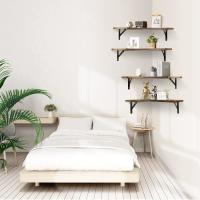 China Custom Size Color Material Rustic Wood Corner Floating Shelves Wall Mounted Set Of 4 for sale