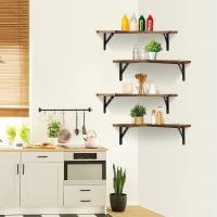 China Custom Size Color Material Rustic Wood Corner Floating Shelves Wall Mounted Set Of 4 for sale
